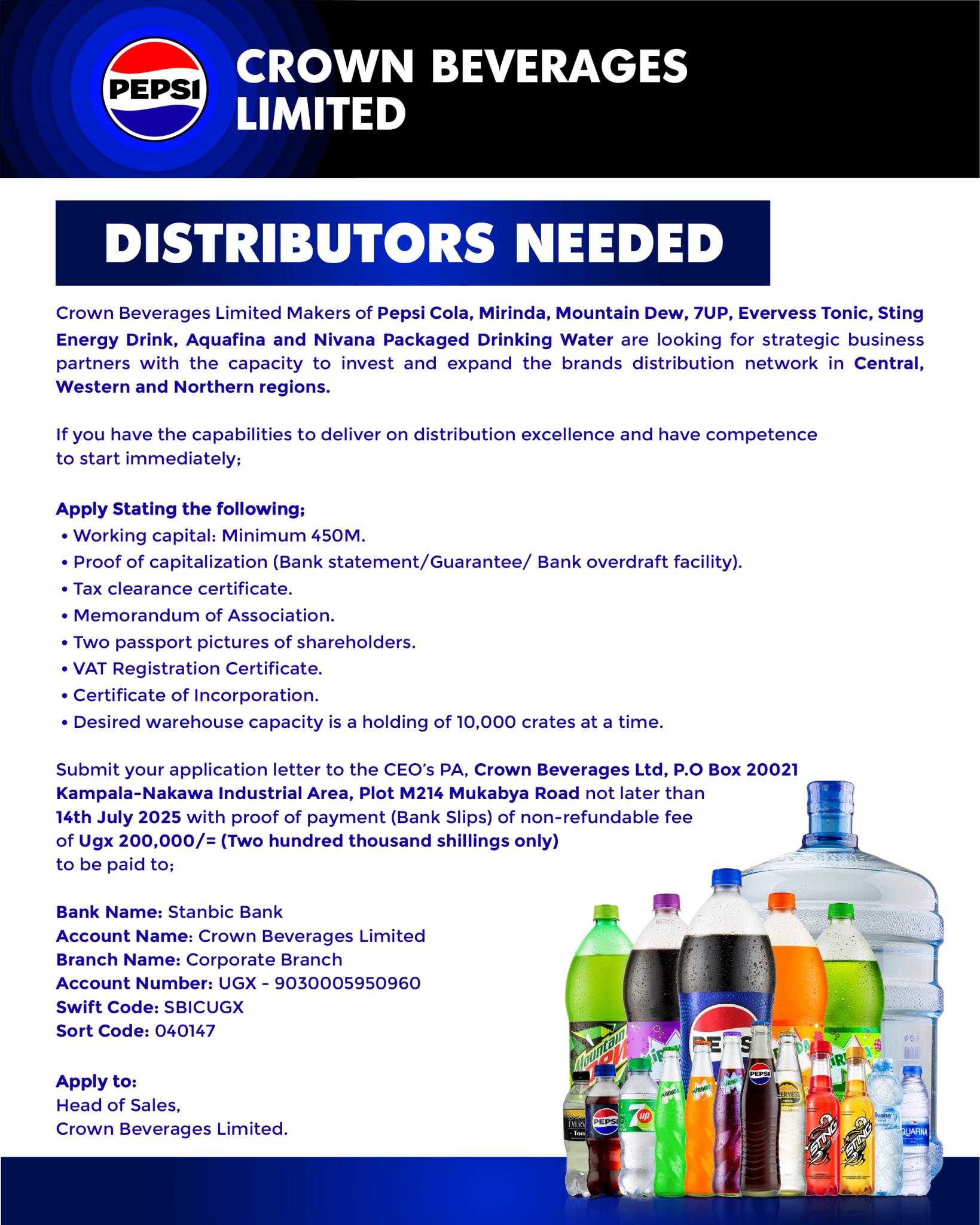 CALL FOR DISTRIBUTORS | Crown Beverages Ltd